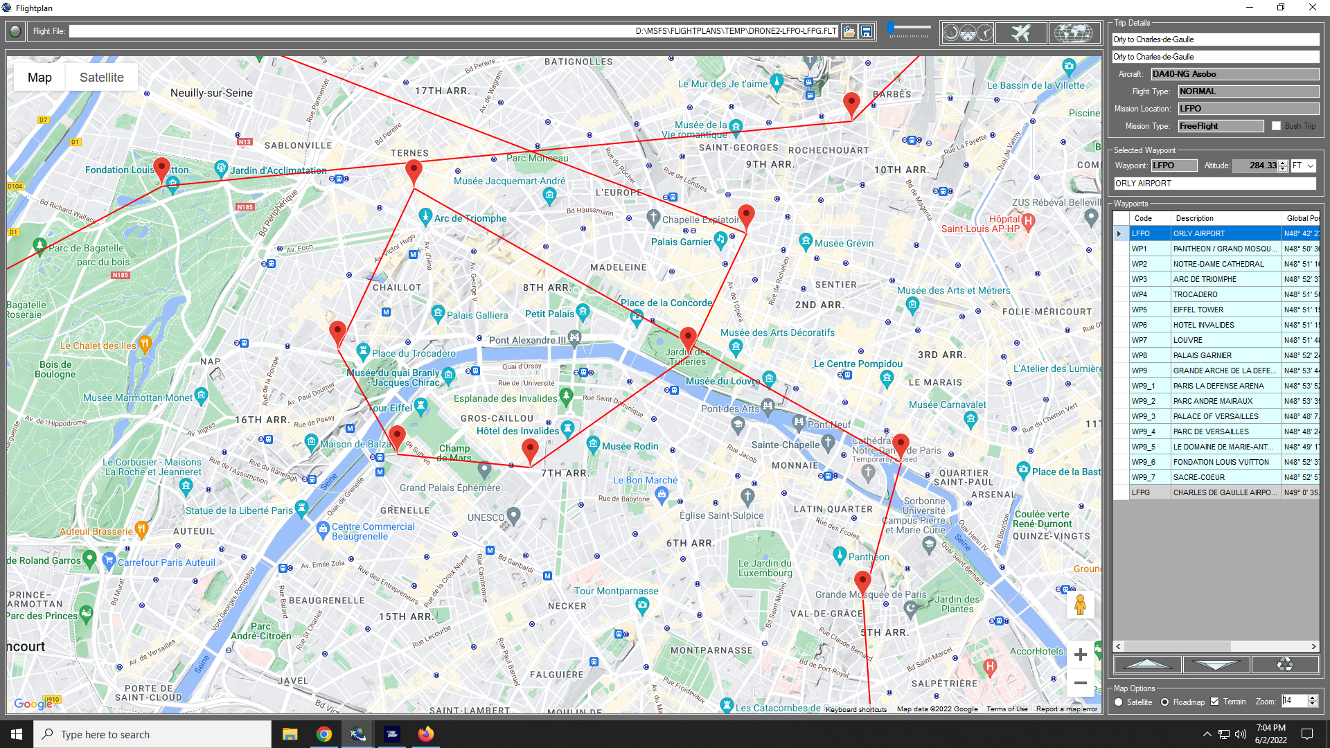 Flightplan – Google Maps flight planner for flight simulator